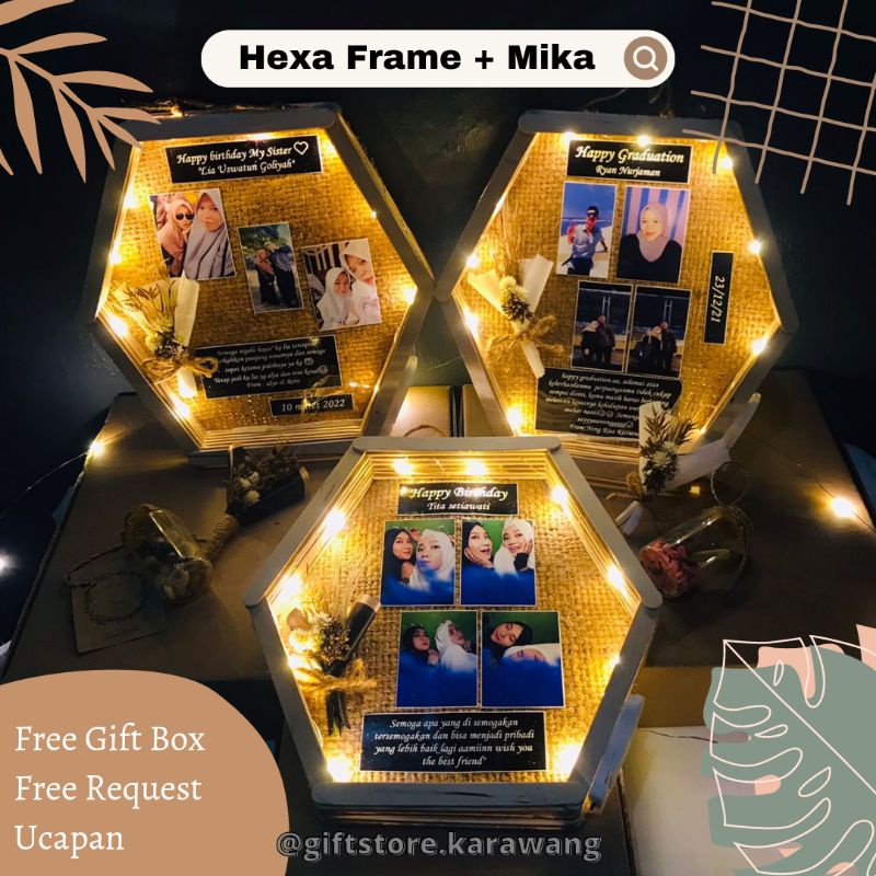 Jual 1-3 HARI JADI | Hexa Flower in Frame Kado Pernikahan Kado ultah ...