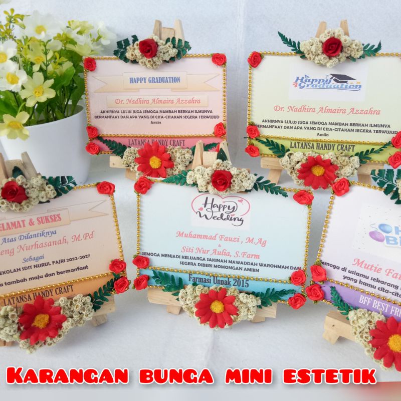 Jual PAPAN BUNGA AKRILIK MINI 15X10 CM/ Karangan Bunga / Hadiah Wisuda ...