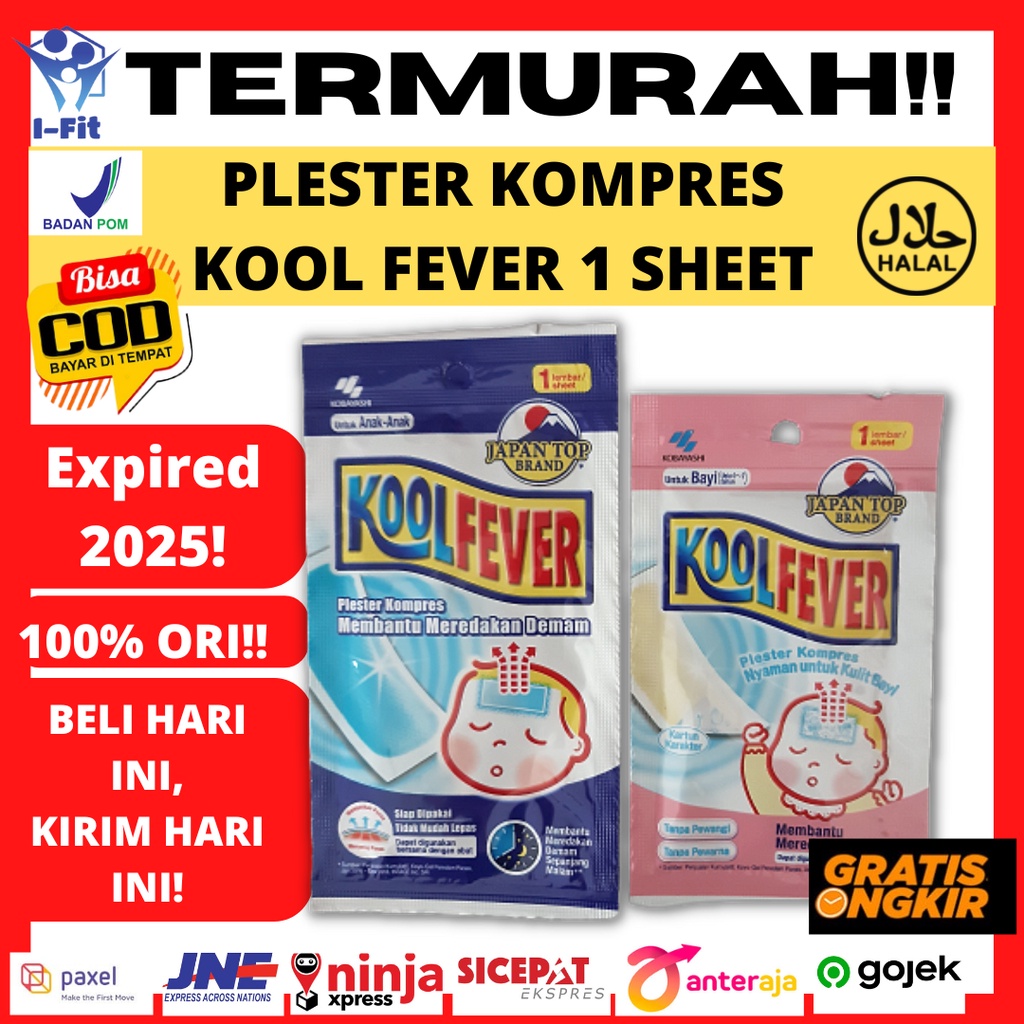 Jual Koolfever Kool Fever Bye Bye Fever Plester Kompres Demam Bayi dan Anak per 1 Sheet Atau ...