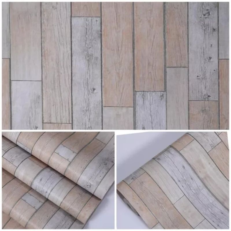 Jual Wallpaper Stiker Dinding Motif Papan Kayu Abu_abu Coklat Cocok ...