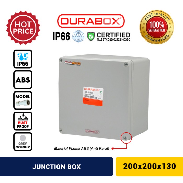 Jual Box Panel Plastik 200x200 x 130 mm Durabox Junction MURAH | Shopee ...