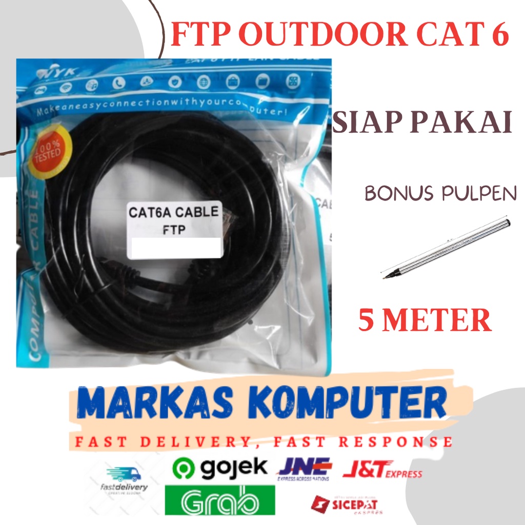 Jual Kabel Lan Outdoor Siap Pakai Cat6 5 Meter STP FTP UTP Cat 6 5m ...