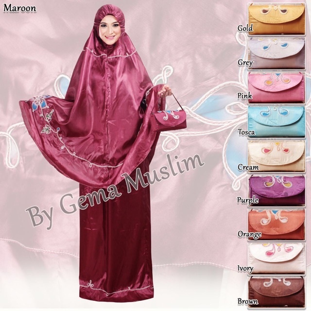 Jual MUKENA Abutai satin stik pita taa panjang | Shopee Indonesia