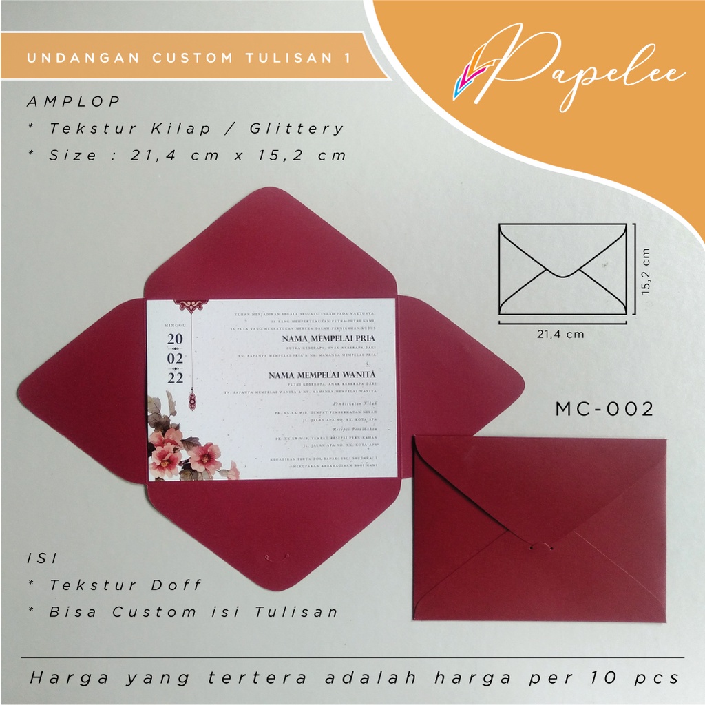 Jual UNDANGAN PERNIKAHAN / WEDDING INVITATION (CUSTOM ISI/TULISAN ...