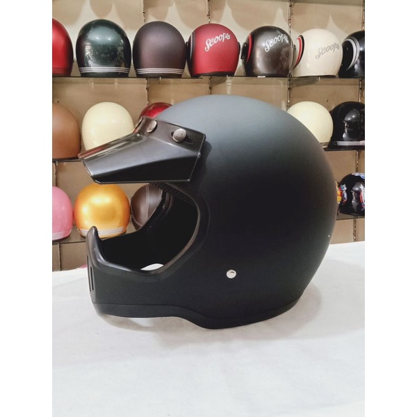 Jual Fino Helm Cakil Polos Full Face Warna Hitam Doff SNI COD Free ...