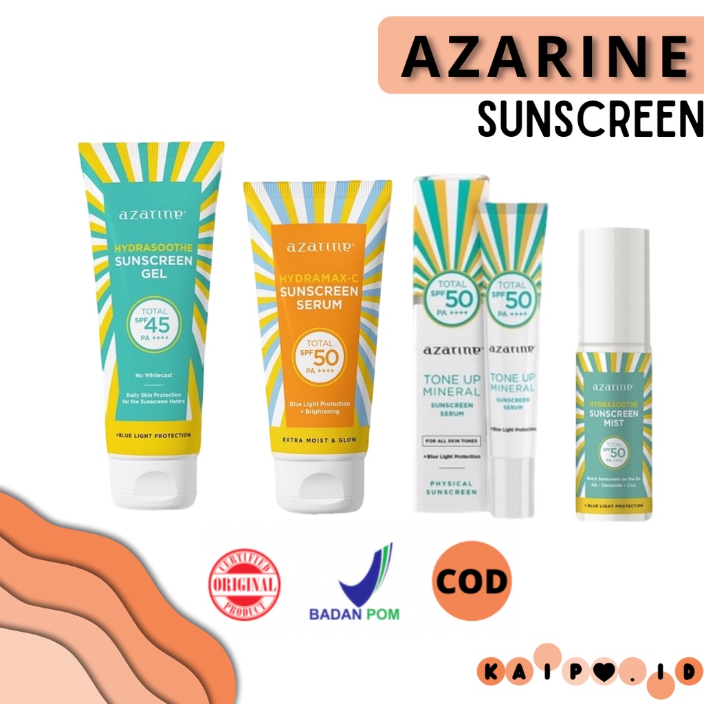 Jual Azarine Sunscreen Hydrasoothe / Hydramax / Tone Up / Gel / Mist ...