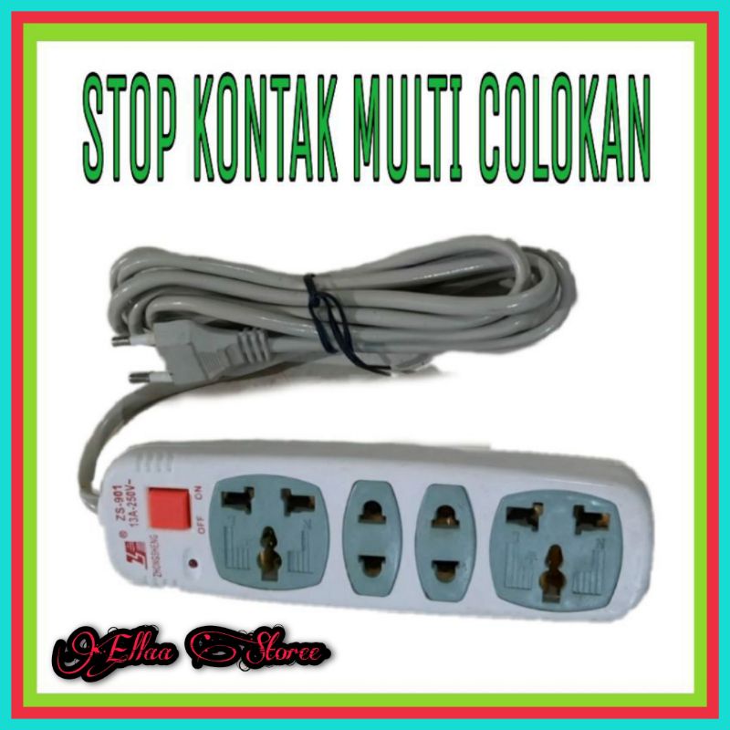 Jual Stop Kontak Listrik 4 Lubang Multi Colokan Universal Kabel 3 Meter ...