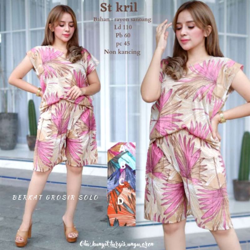 Jual Daster Setelan Celana Pendek Wanita Bali Babydoll Rayon Krill XL | Shopee Indonesia