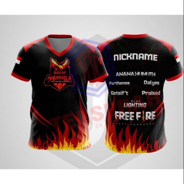Jual Jersey custom baju game free fire motif menyala gratis ganti nama ...
