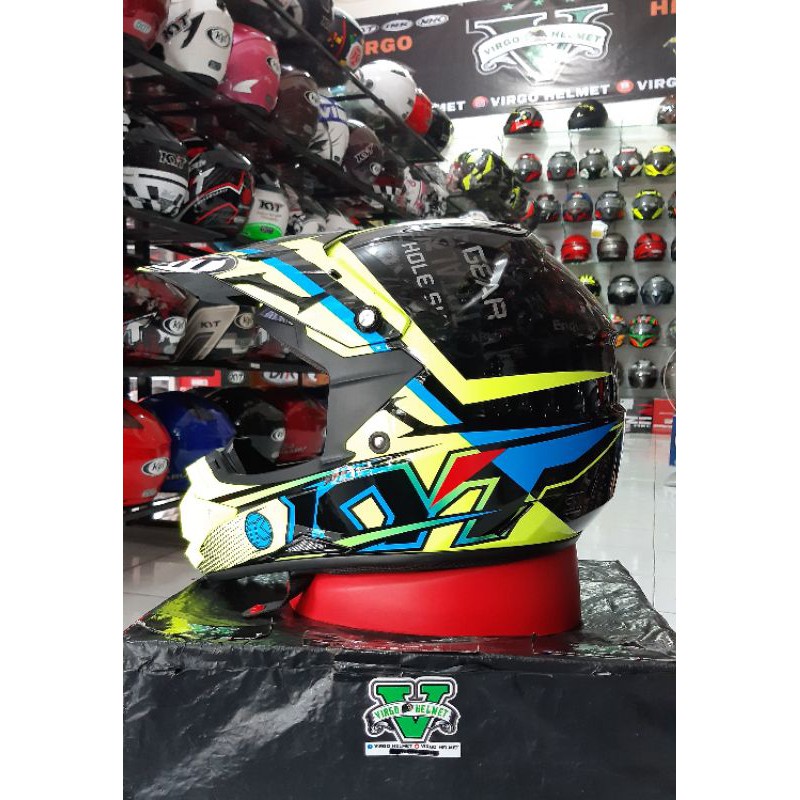 Jual HELM KYT CROSS OVER SE STEP UP-BLACK YELLOW BLUE TRAIL | Shopee ...