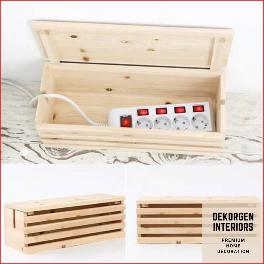 Jual Kotak Kabel Kotak Penyimpanan kabel Colokan Multifungsi Kayu Rak ...