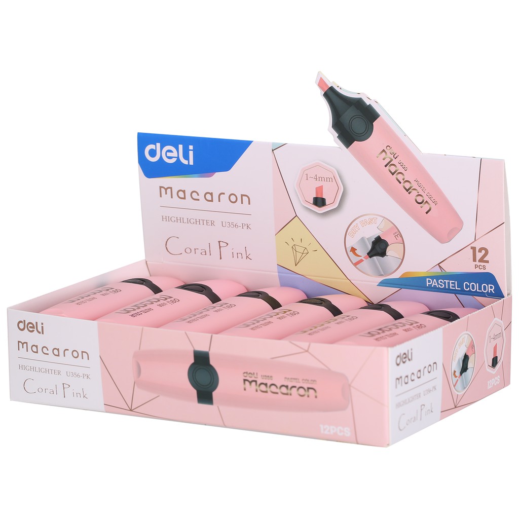 Jual Deli Macaron Highlighter Mint Green/Honey Yellow/Coral Pink/Peach ...