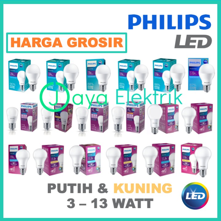 Jual Lampu PHILIPS LED Bulb 3W 4W 5W 6W 7W 8W 9W 10W 11W 12W 13W 15W MyCare Essential 3 W - 15 ...