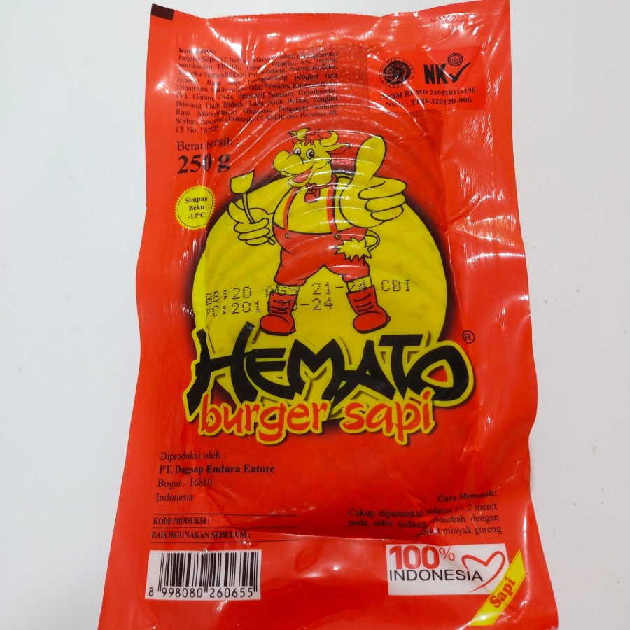 Jual HEMATO BURGER SAPI 250 GR ISI 10 PCS | Shopee Indonesia