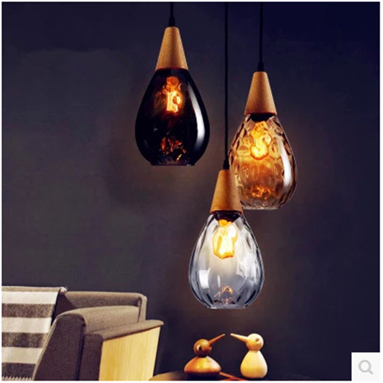 Jual Lampu Import Water grain solid wood glass small chandelier modern ...