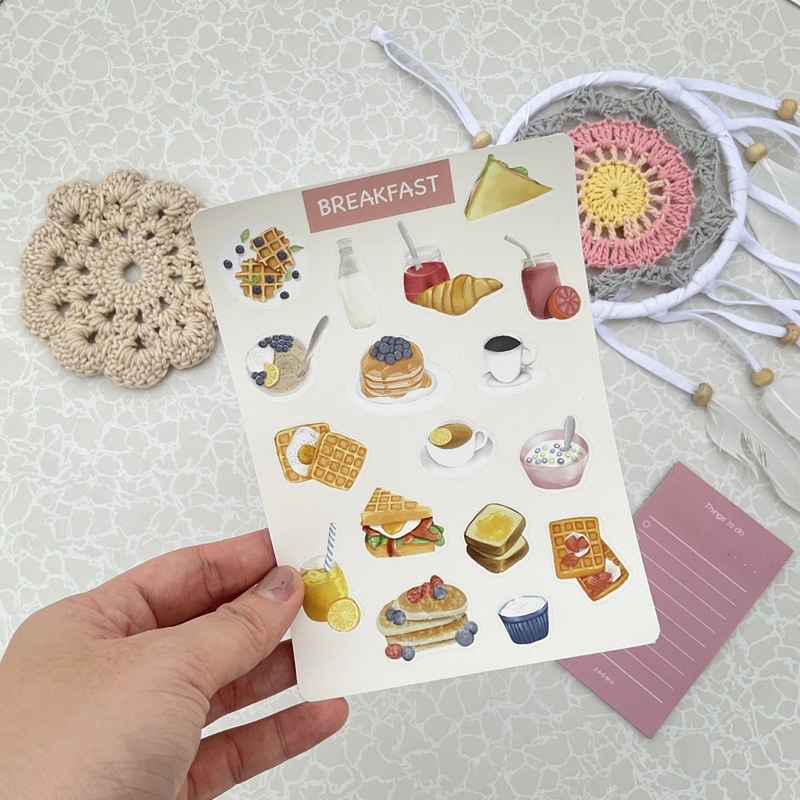 Jual sticker sheet a6 breakfast Edition for journal deco tumblr cute ...