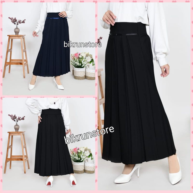 Jual Rok Plisket Panjang Premium Tebal Import Prisket Rempel A Line Kerja Kantor Wanita Formal ...