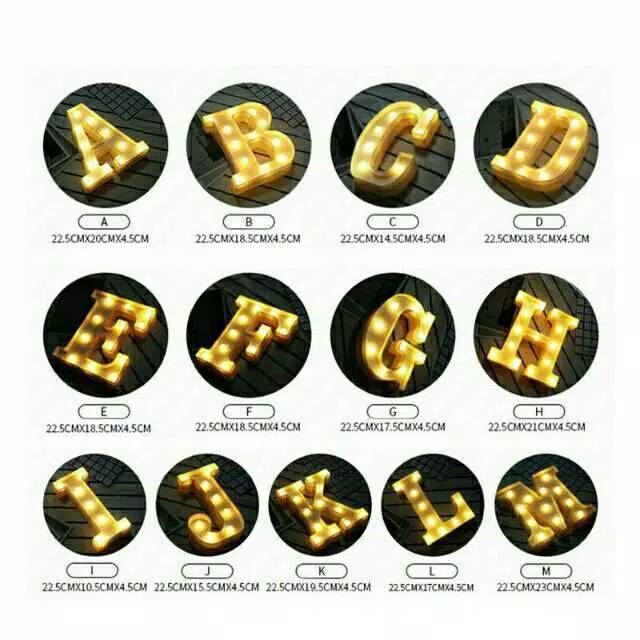 Jual LAMPU GANTUNG BENTUK HURUF ALFABET LED LIGHT 22CM | Shopee Indonesia