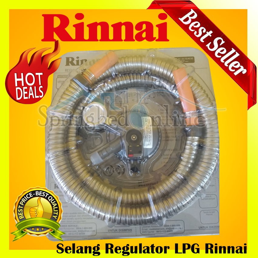 Jual Regulator Selang Metal Gas LPG RINNAI RG 622MS 1.8m SNI Harga ...