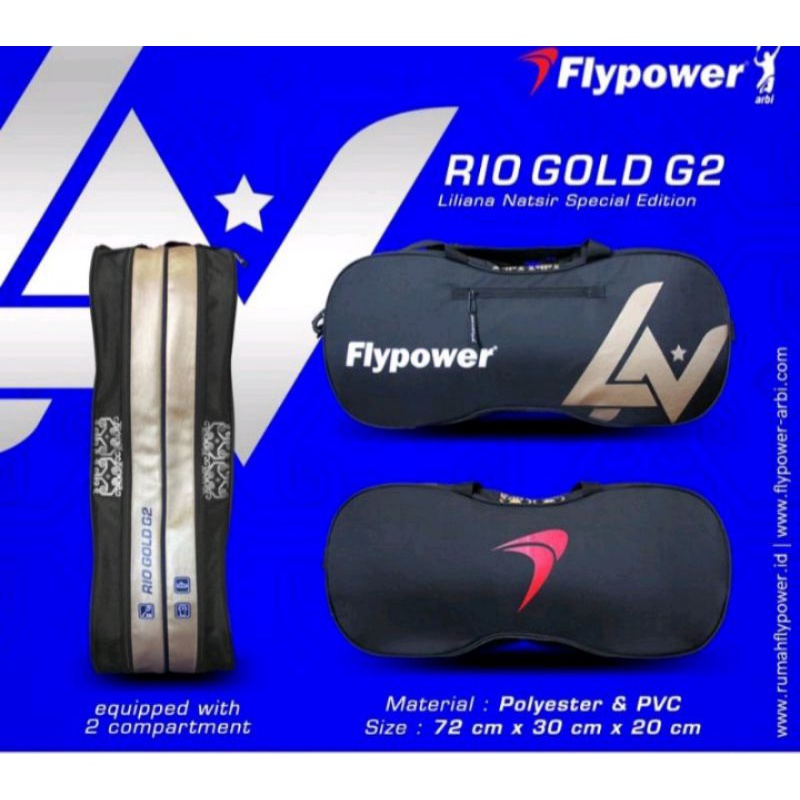 Jual Tas Badminton Flypower RIO GOLD G2 OVALE BLACK 2R | Shopee Indonesia