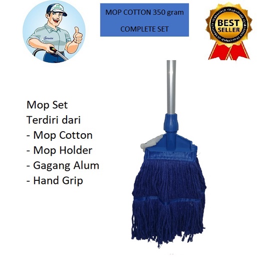 Jual Mop Cotton 350 gram Complete Blue Mop | Shopee Indonesia