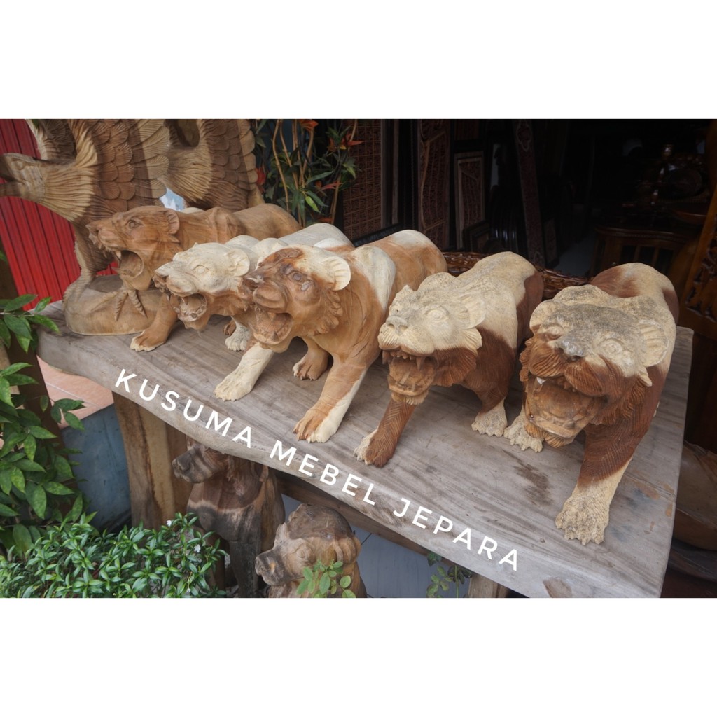 Jual Patung Macan Harimau Kayu Trembesi Solid - Panjang 70cm | Shopee ...
