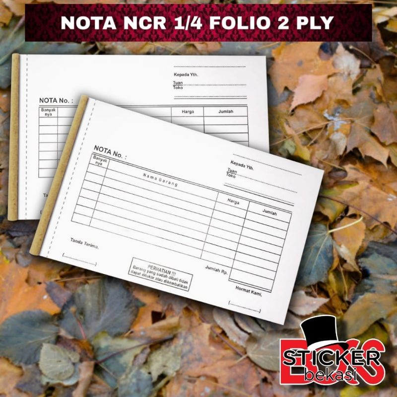 Jual NOTA KONTAN 1/4 FOLIO /NOTA POLOS NCR 2 PLY & 1 PLY UKURAN 1/4 ...