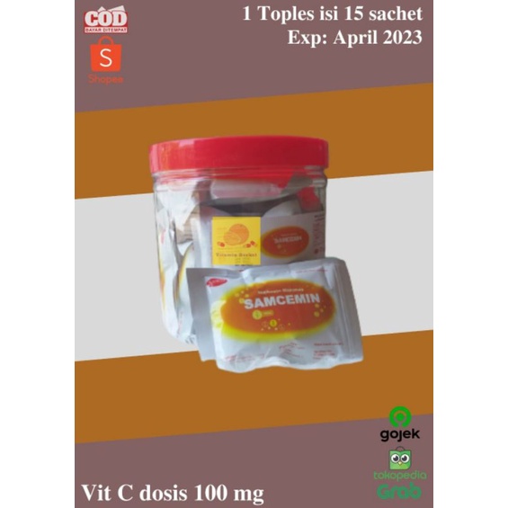 Jual Vitamin c samcemin 1 Toples Isi - 15 Pack | Shopee Indonesia