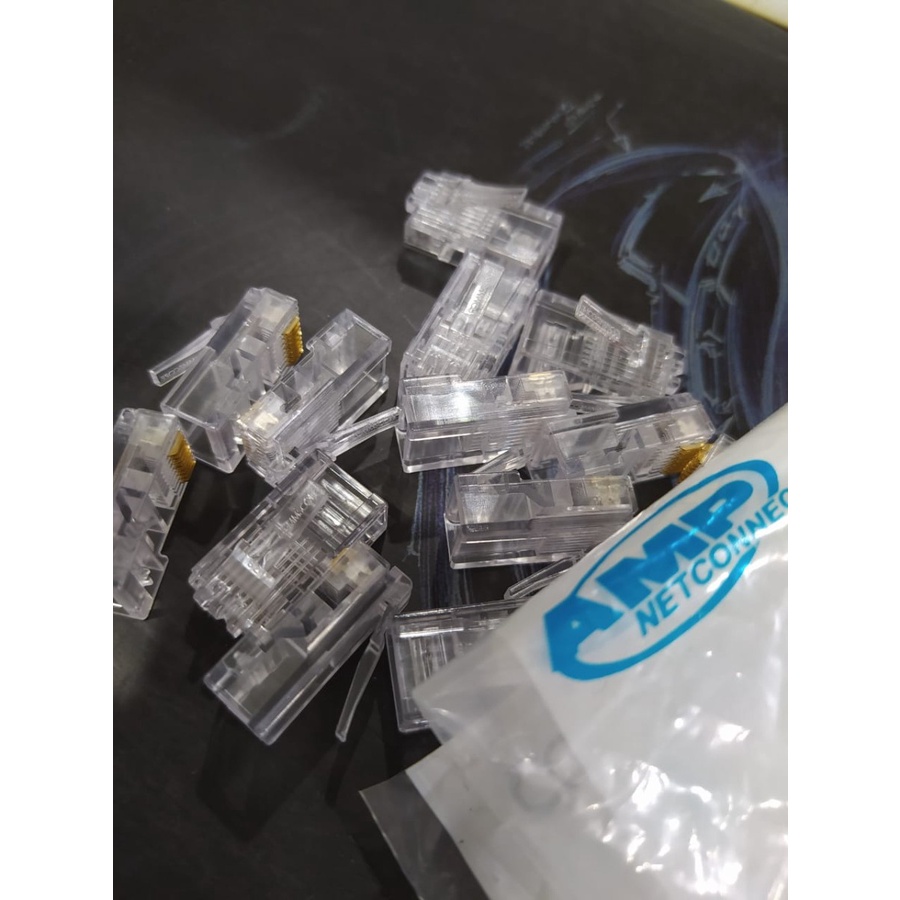 Jual CONECTOR/KONEKTOR RJ-45 CAT 5 AMP ECERAN (ISI 10 PCS) | Shopee ...