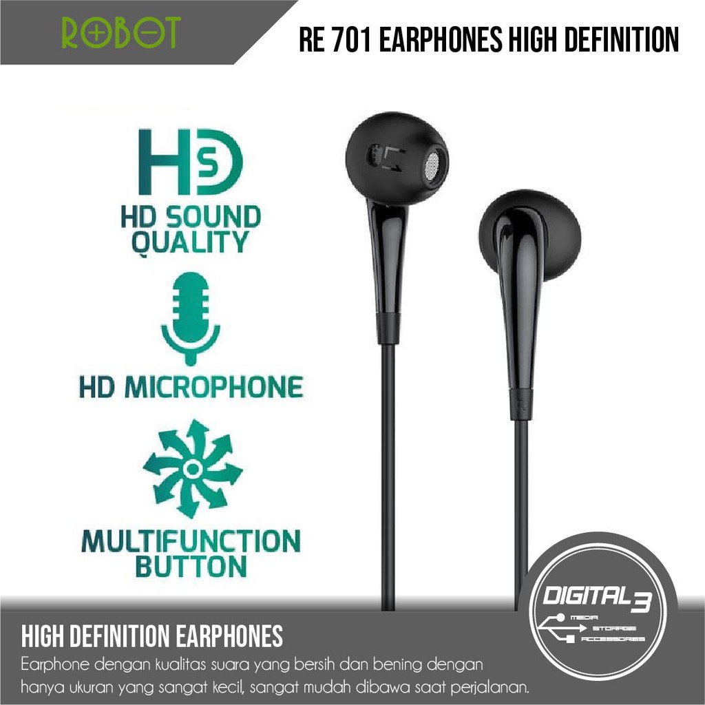 Jual Robot RE701 In-ear 3.5mm Wired Earphone with High Definition ...