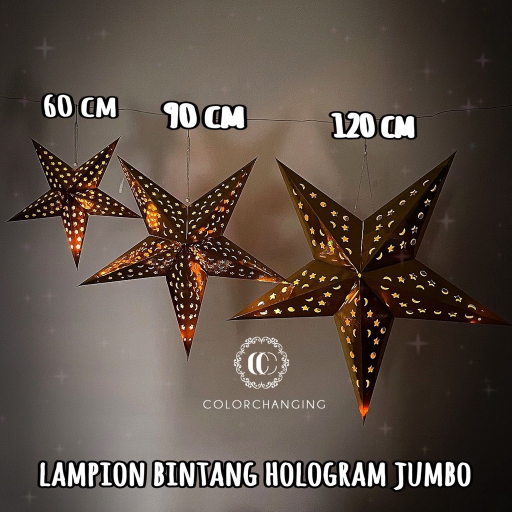Jual lampion bintang 90 cm jumbo karton hologram tebal natal lebaran ...