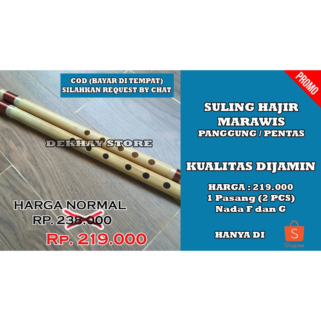 Jual (KUALITAS PENTAS) 1 SET 2PCS SERULING SULING BAMBU HAJIR MARAWIS ...