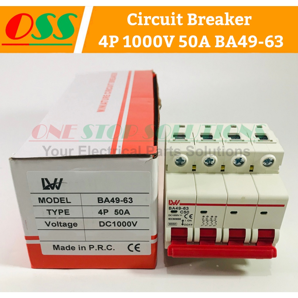 Jual Circuit Breaker MCB DC 4P 1000V 50A BA49-63 | Shopee Indonesia