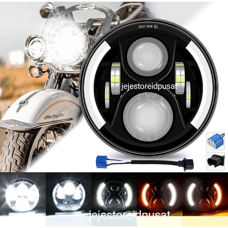 Jual lampu headlamp rubicon Jimmy jeep 3 warna 7inch bulat/led depan ...