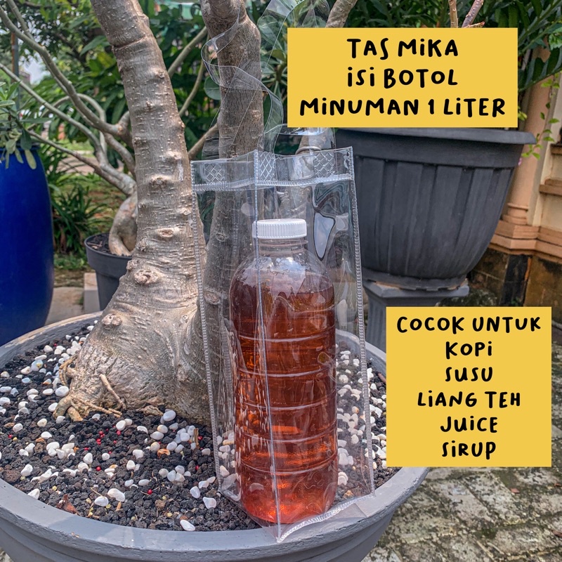 Jual 010 Tas Mika Bening Isi 1 Liter Botol Kopi PVC Hampers Goodiebag ...