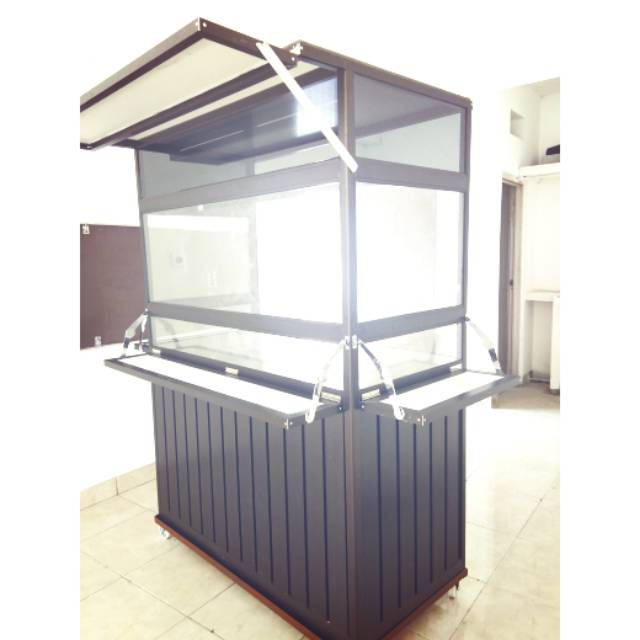 Jual Gerobak Etalase Jualan Makanan Minuman Bahan Aluminium Baru Tahan ...