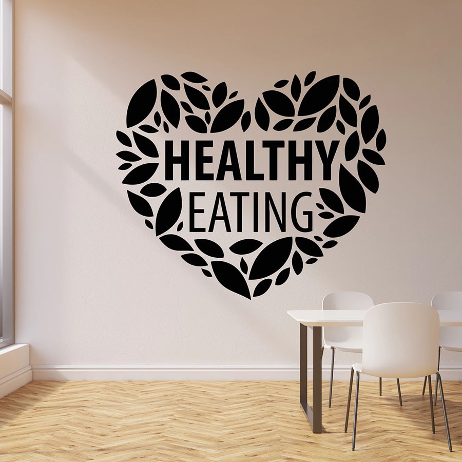 Jual Stiker Dinding Dapur Wall Decal Love Heart Healthy Eating Kitchen ...