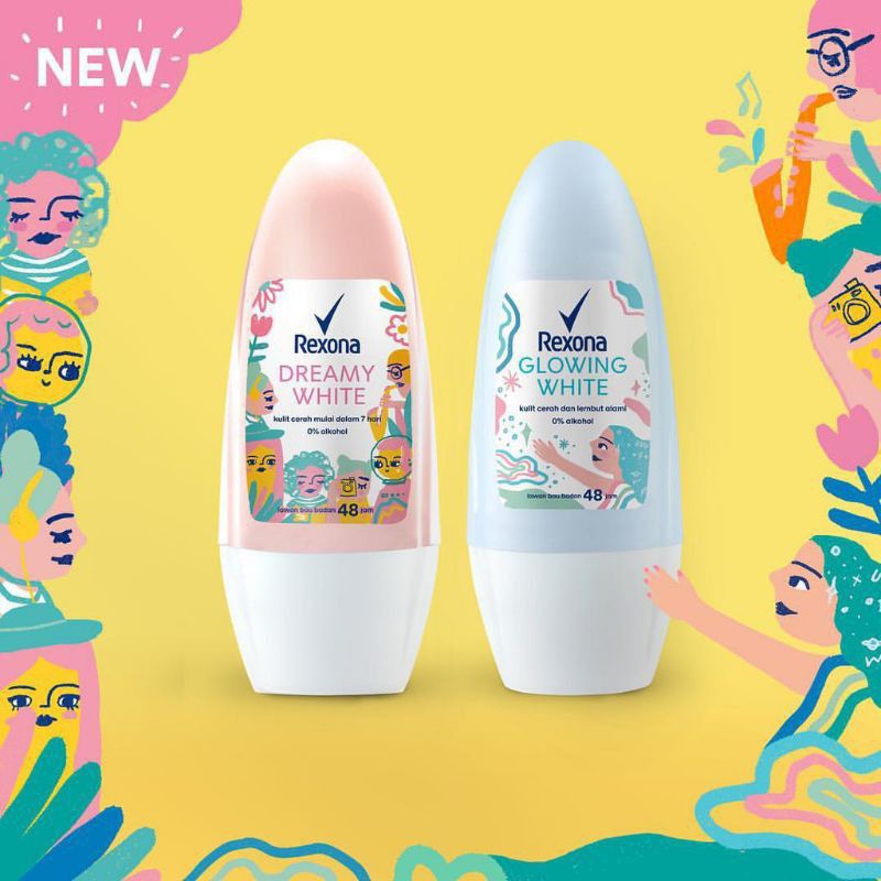 Jual Rexona Deodorant Roll on 40ml Dreamy White & Glowing white ...