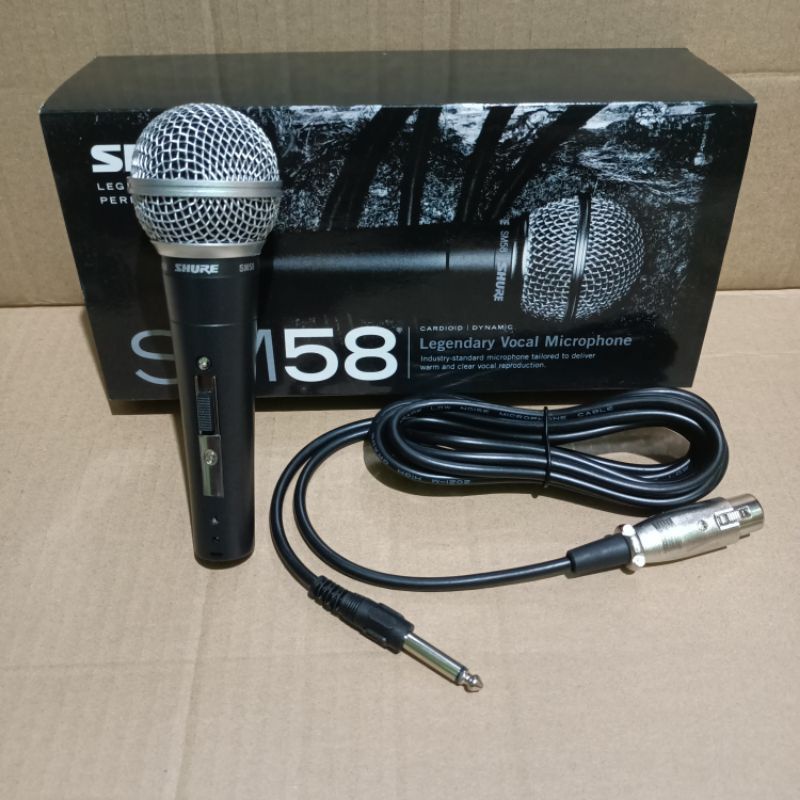 Jual Mic Karaoke Shure SH58 Mikropon Kabel Mikrofon Vokal | Shopee ...