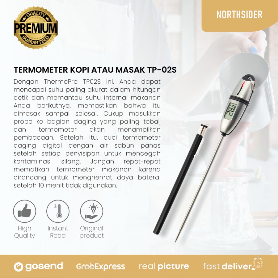 Jual Termometer digital kopi - masak - bbq | instant read thermopro TP ...