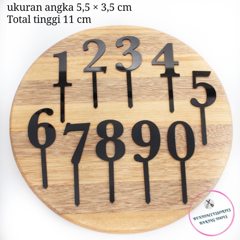 Jual Cake topper angka black acrylic hiasan kue harga satuan | Shopee ...