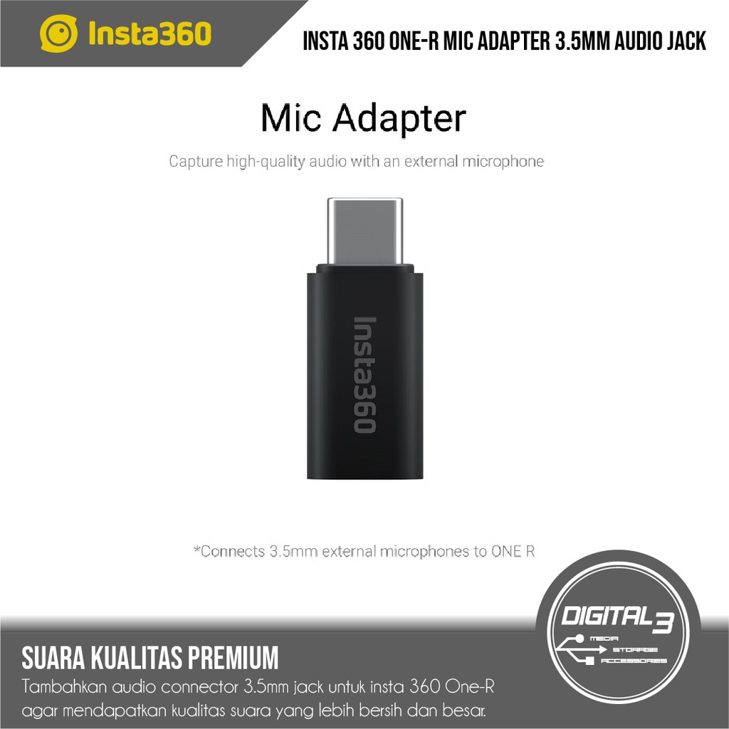Jual Insta360 One R Mic Adapter Original Microphone 3.5mm To Type C ...