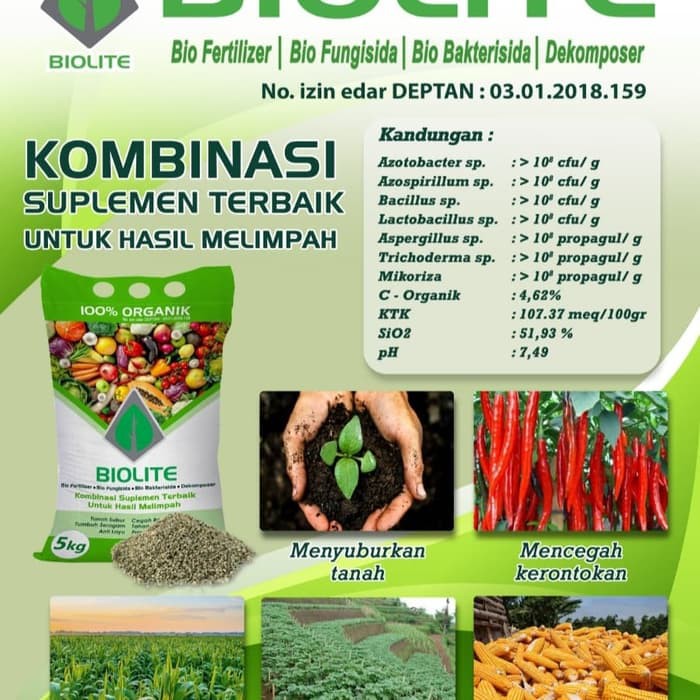 Jual BIOLITE PUPUK HAYATI BIOFERTILIZER BIOFUNGISIDA KEMASAN 1 karung ...