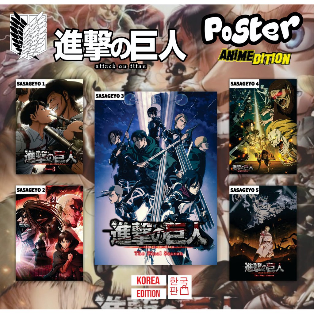 Jual Poster Anime Attack On Titan SNK Eren Mikasa Levi Shingeki No ...