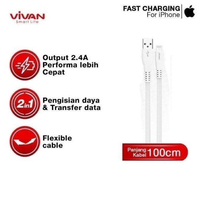Jual VIVAN KABEL DATA IPHONE CSL100S PER/PCS LIGHTNING DATA CABLE For ...