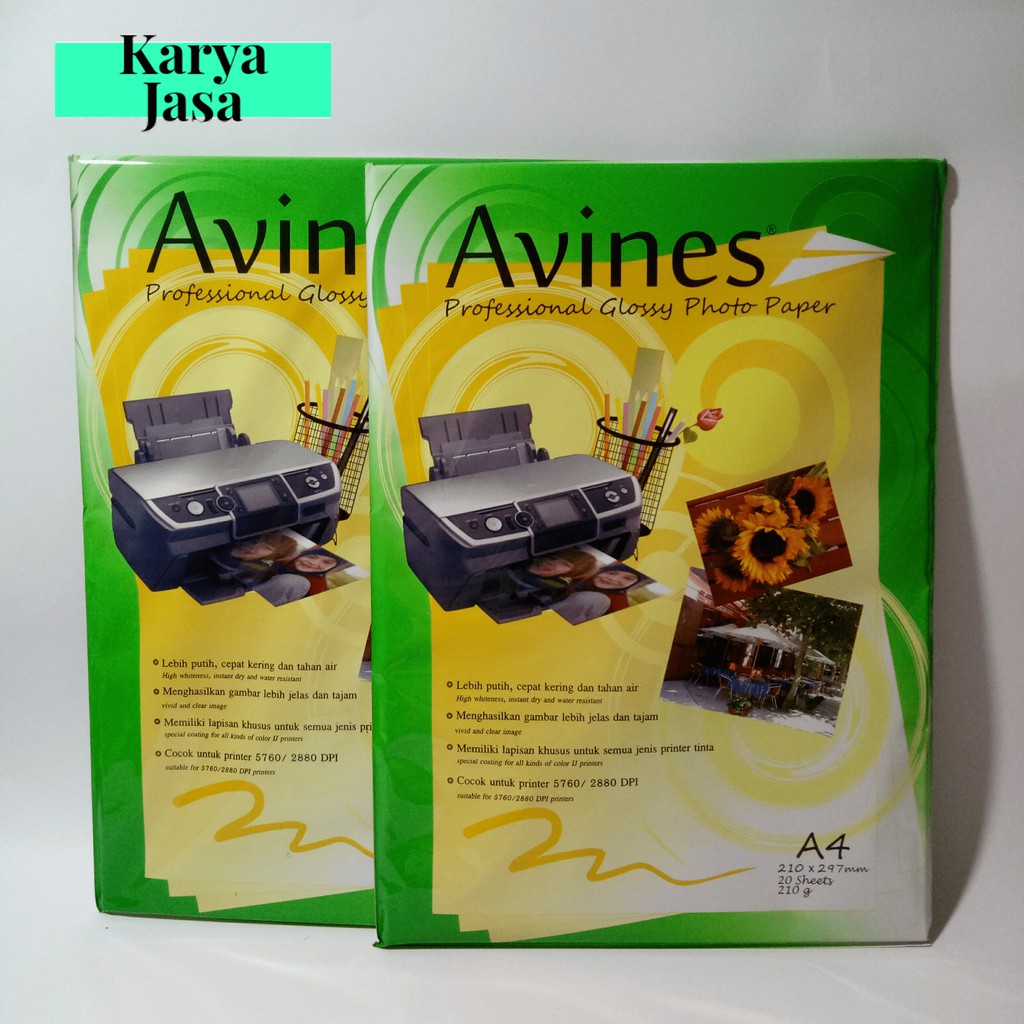 Jual Avines Glossy Photo Paper 210gr 20 Sheets| Kertas Foto Ukuran A4 ...