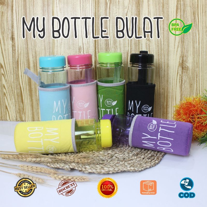 Jual Botol Minum 500 ml My Bottle Bulat Bening Transparan Fullcolor ...