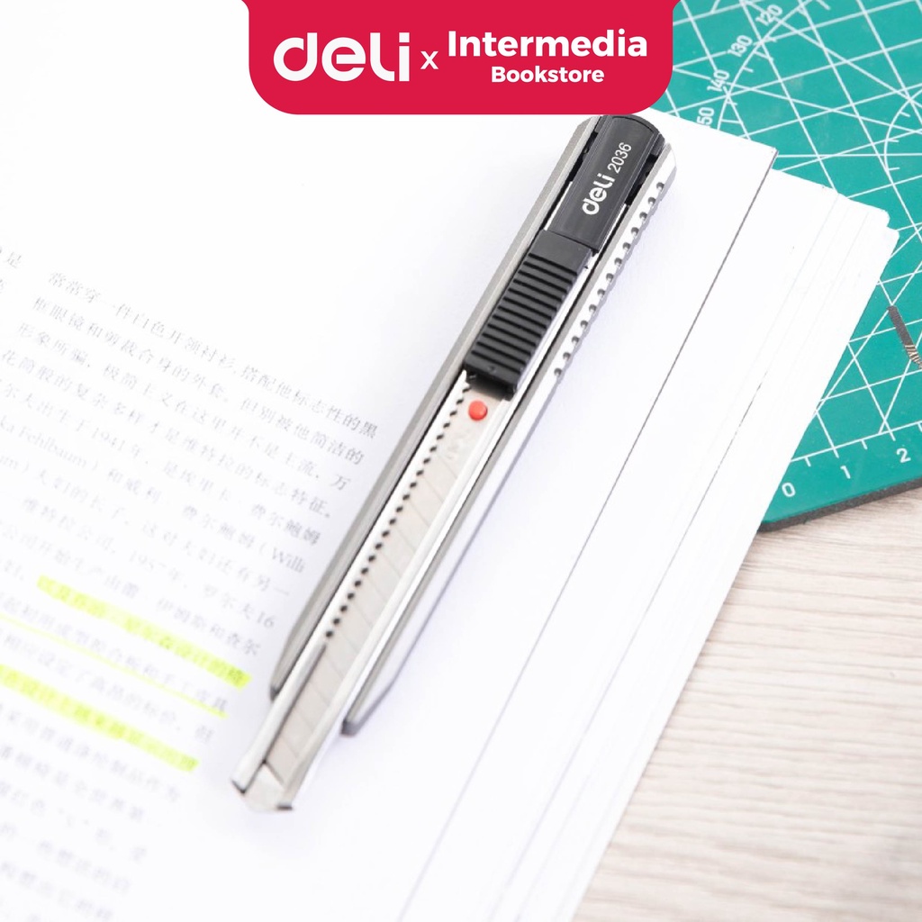 Jual Deli E2036 Cutter dengan pisau baja SK5 memudahkan untuk memotong ...