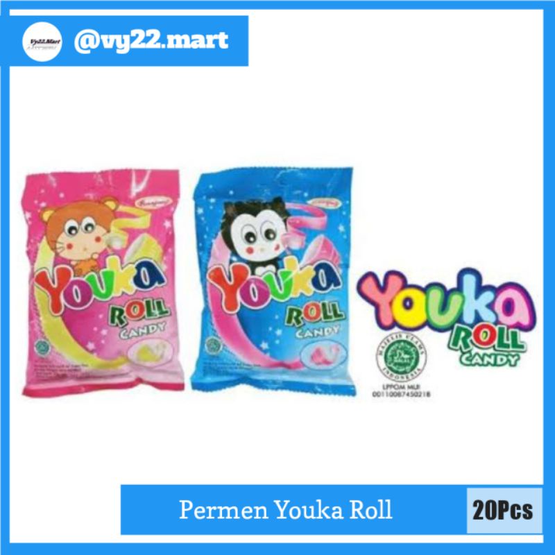 Jual Perman Youka Roll 1Pack = 20Pcs Permen Jadul Kembang Gula Lunak ...