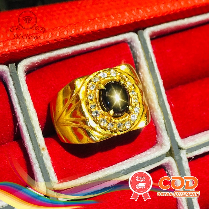 Jual Natural Cincin Permata Black Safir Bangsing Thailand Super Natural ...